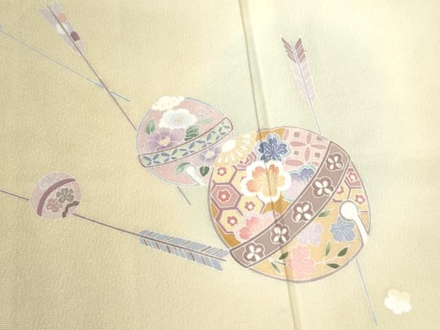 平和屋着物○訪問着 友禅 作家物 矢羽鈴吉祥花文 暈し染め 正絹 逸品