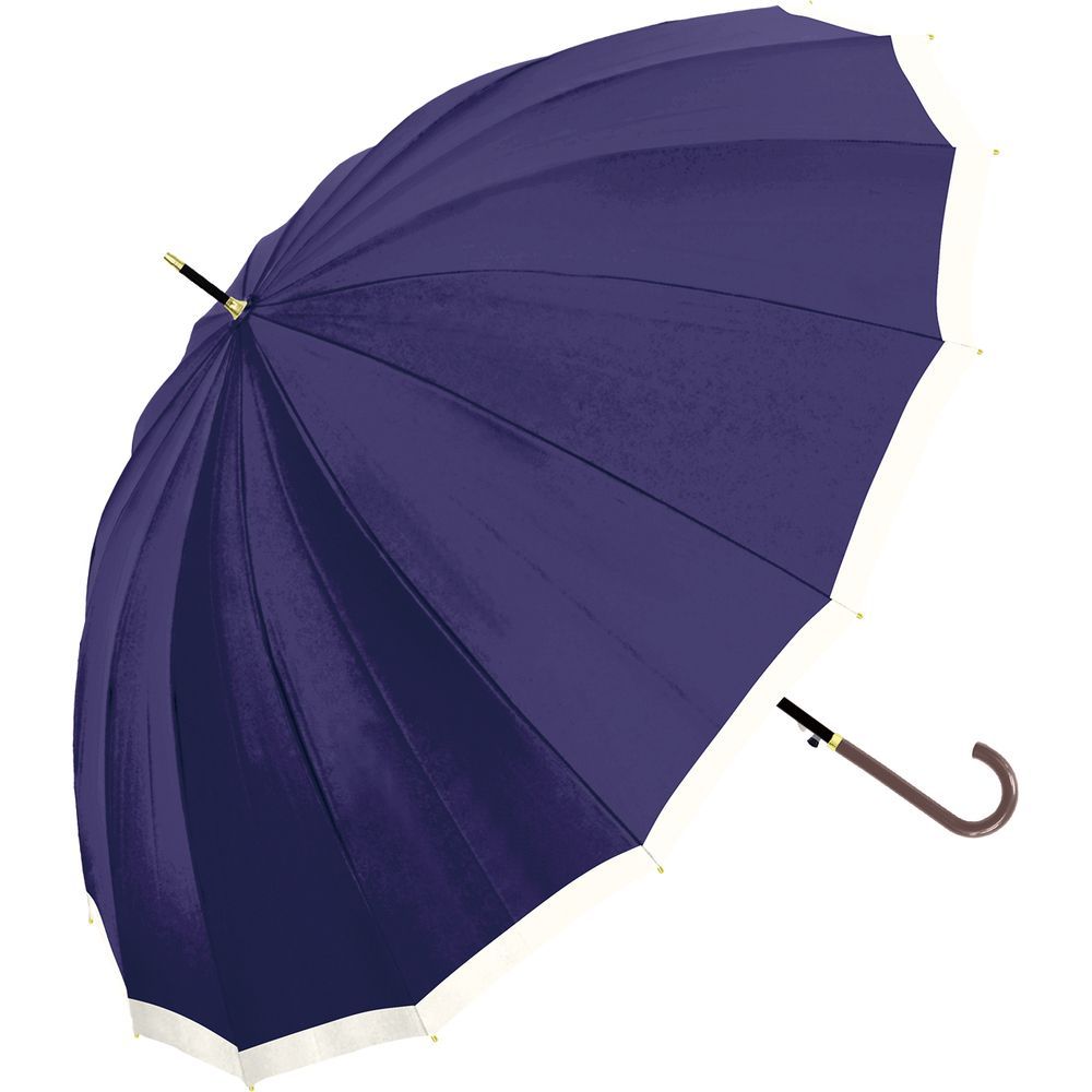 ☆ ネイビー ☆ Natural basic レディース 傘 55cm 16本骨 Natural Basic ナチュラルベーシック 傘 55cm レディース 長傘 雨傘 ジャンプ傘 かさ カサ ...