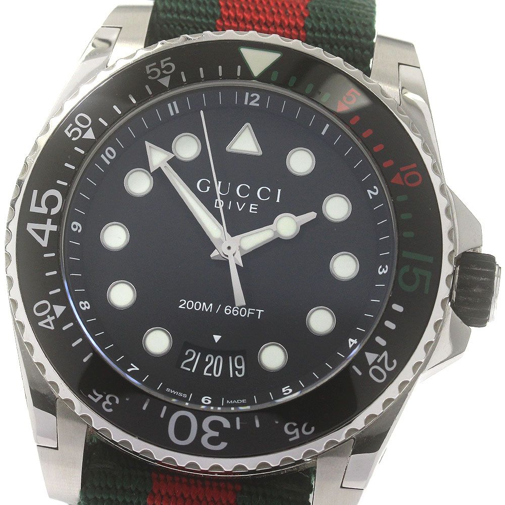 グッチ GUCCI 136.2/YA136209 ダイブ デイト ナイロンベルト クォーツ メンズ内箱・保証書付き_866965 - メルカリ