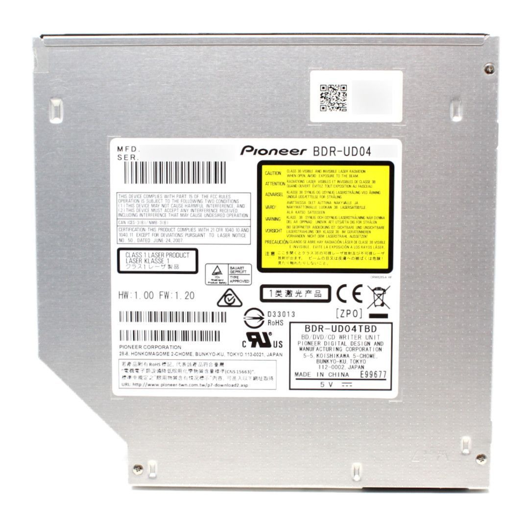 Pioneer 9.5mm厚（ウルトラスリム内蔵型ブルーレイドライブ）BDR-UD04 ベゼル無し BDXL ソフト無 バルク品 動作確認済み ...