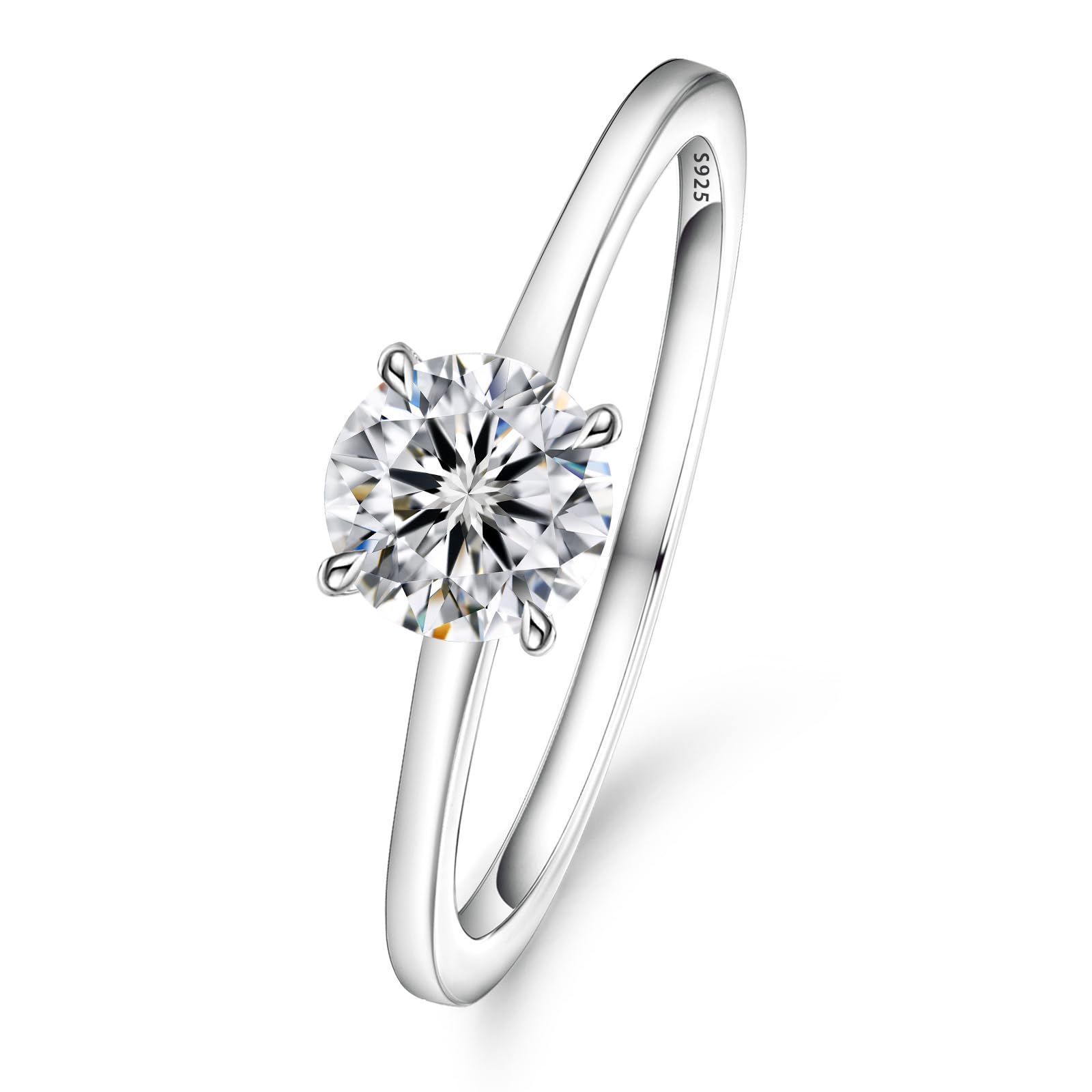 [KRKCLIFE] モアサナイト リング レディース 指輪 1ct 一粒 S925 シルバー 指輪 婚約指輪 記念日 ジュエリー ギフト 女性用 【日本サイズ＃10相当】 - メルカリ