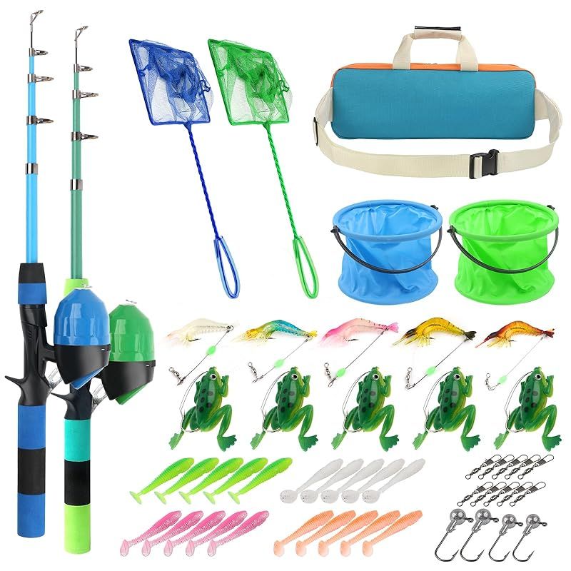 POPHEKO 1.5M初心者釣りセット 子供用釣りセット 子供用釣り竿 携帯伸縮式 釣り餌 釣り糸付き 収納バッグ付き コンパクト ...