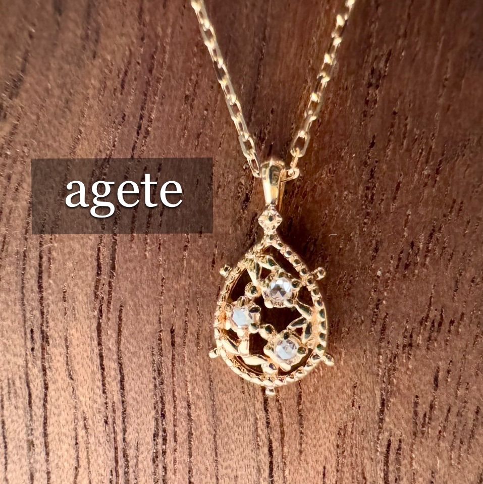 agete K10YG*2022 winter *ローズカットダイヤネックレス アガット - メルカリ
