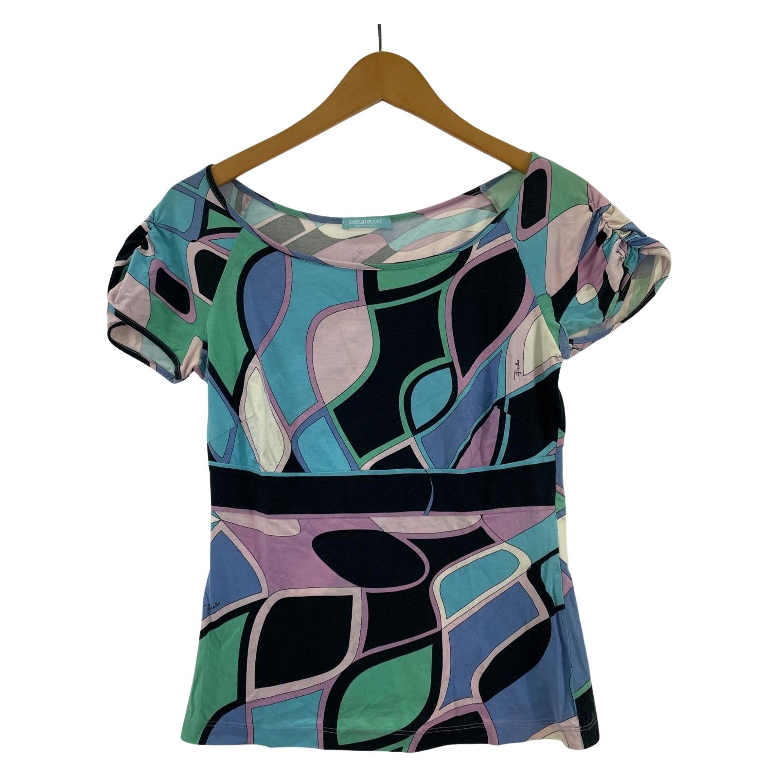 Emilio Pucci エミリオプッチ 総柄 ラウンドネックカットソー sizeI38/ブルー×ブラック×ライラック - メルカリ