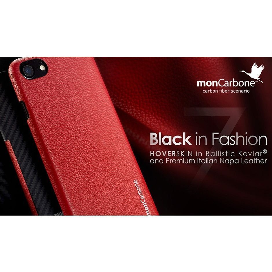 【訳アリ B級品 特別価格】iPhone 8／7用、iPhone 8 Plus／7 Plus 用 monCarbone 製 HOVERSKIN イタリアンナッパレザーとケブラーを組み合わせた ...