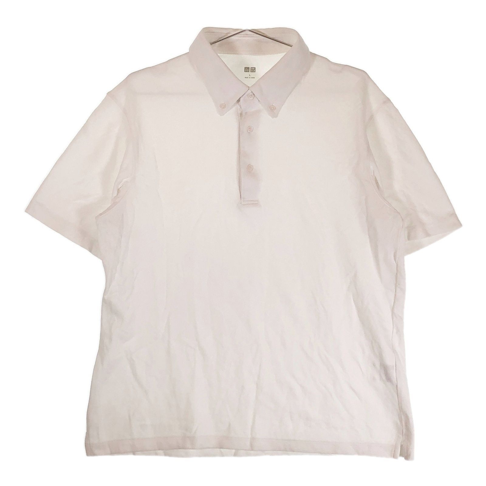 ユニクロ UNIQLO AIRism エアリズムカノコポロシャツ 【L】 ホワイト 白 無地 ボタンダウン シンプル ビジネス 341 ...