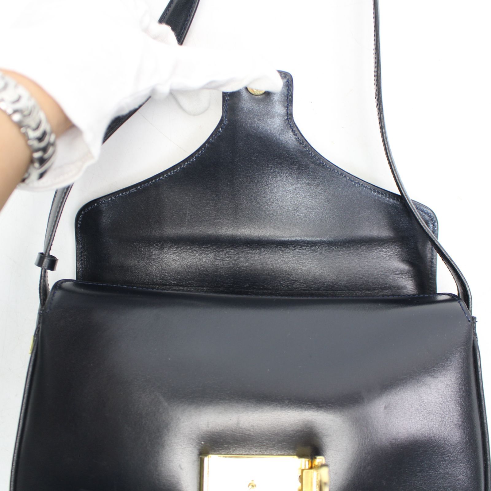 IS234)CELINE セリーヌ 馬車金具 ヴィンテージ レザー ショルダーバッグ ブラック - メルカリ