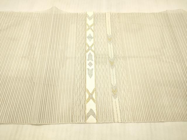 平和屋着物＊夏物　絽綴れ　八寸名古屋帯　抽象文様　金銀糸　正絹　逸品　DAAX5919cm 平和屋着物＊夏物 絽綴れ 八寸名古屋帯 抽象文様 金銀糸 正絹