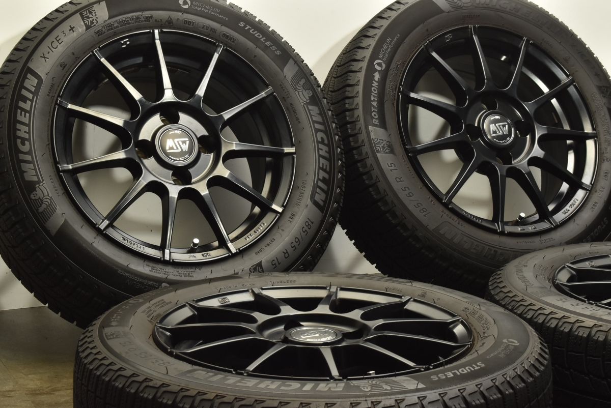 【希少サイズ】MSW85 15in 6J +25 PCD108 ミシュラン X-ICE3+ 185/65R15 Peugeot プジョー ...