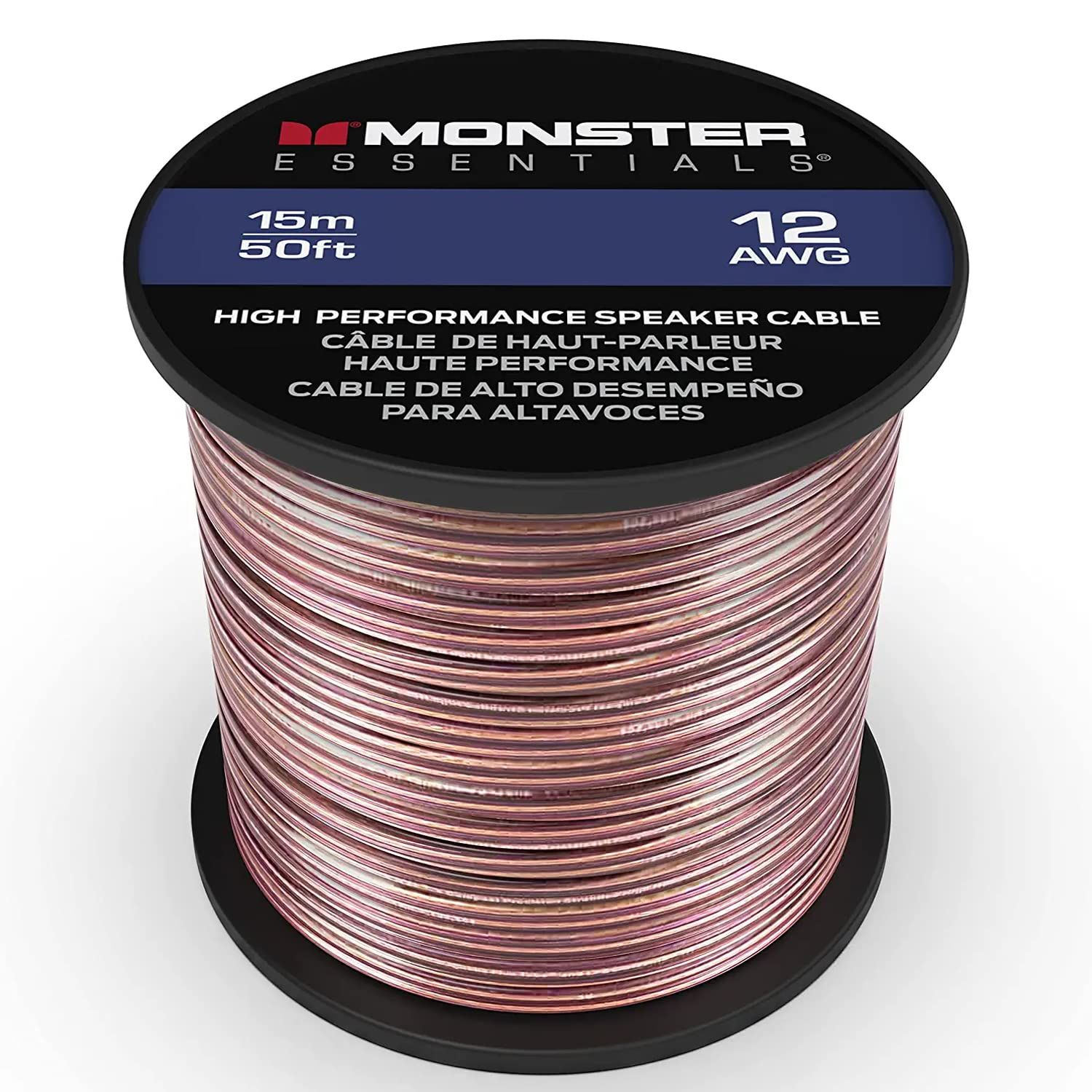 Monster XP 銅クラッドアルミニウム (CCA) スピーカーワイヤー 12ゲージケーブル 50フィートスプール - ホームシネマ ...