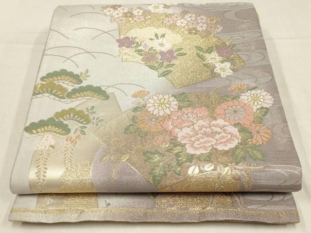 平和屋着物○九寸名古屋帯 蔦の葉花文 稲穂 金糸 正絹