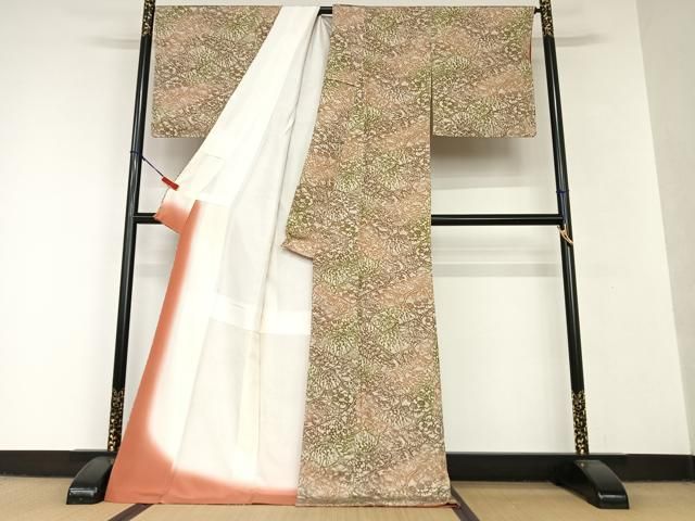 平和屋着物○本場染大島紬 草花菱文 ロング丈 正絹 逸品 AAAV7261zg