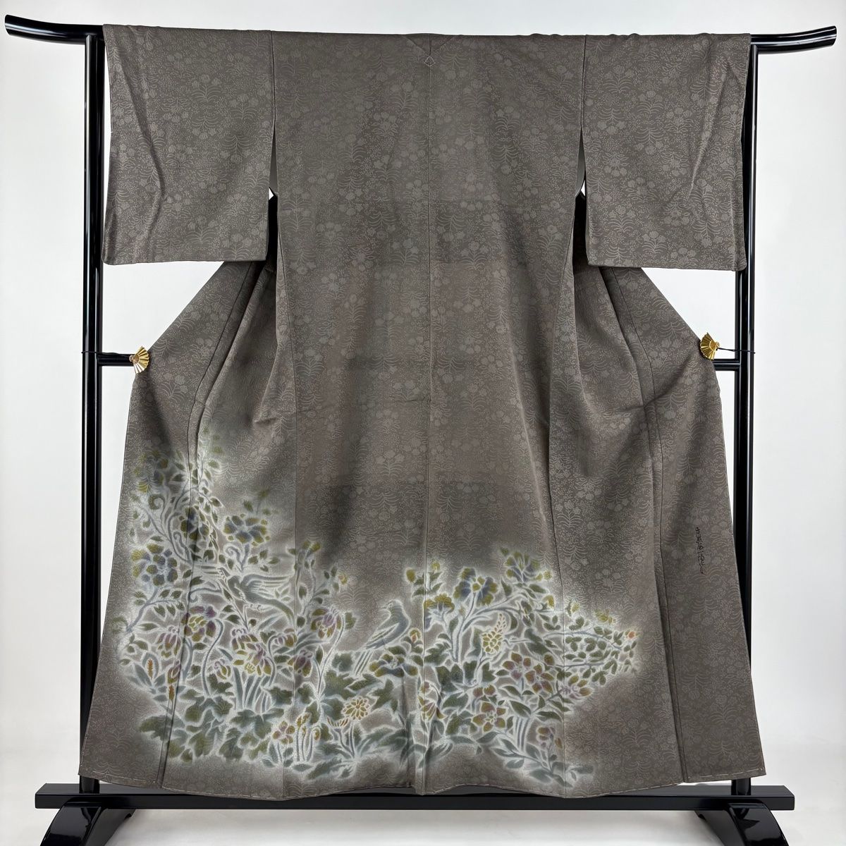 平和屋着物○無地絵羽訪問着 草木文 色無地 裏葉柳色