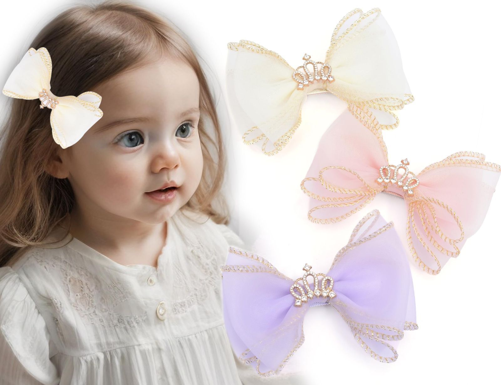 BIANHUAN ベビー ヘアクリップ 赤ちゃん ヘアピン 子供 リボン 髪 留め ベビー へあアクセサリー 2点セット かみどめ クリップ おしゃれ かわいい 結婚式 パーティー お出かけ ...