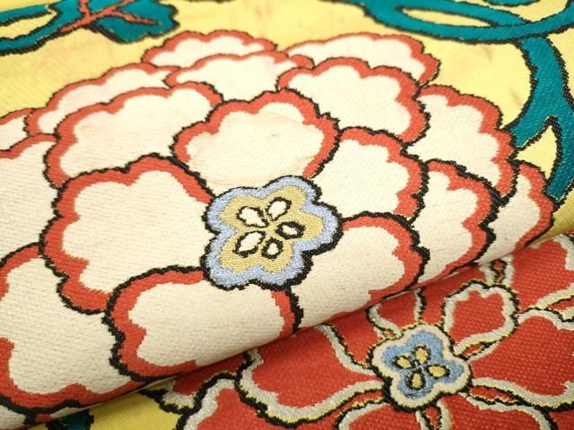 平和屋着物○アンティーク 大正ロマン 太鼓柄 京袋帯 花蝶文 金銀糸