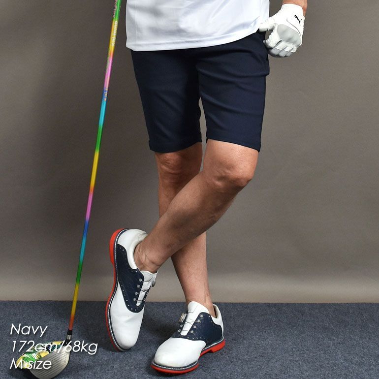 新品【COMONGOLF/コモンゴルフ】接触冷感スーパーストレッチゴルフショートパンツ/ネイビー(CG-NF151)ゴルフウェア ゴルフパンツ ハーフパンツ 短パン 夏 膝上 大きいサイズ M ...