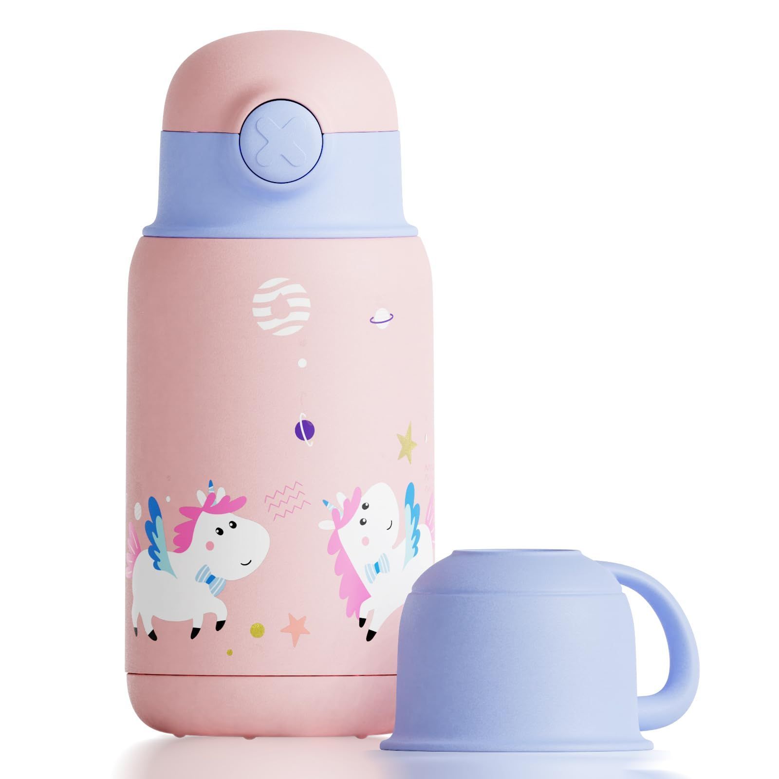 新品 Fjbottle 550ml 子供 水筒 2WAY ストロー ワンタッチ コップ飲み キッズボトル 保温保冷 漏れない まほうびん コップ付き 収納カバー付き マグボトル 保育園 通学 ...