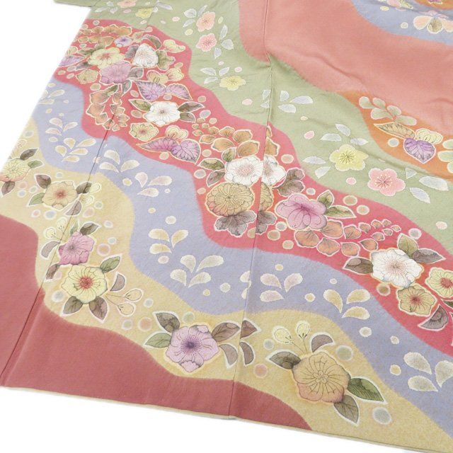 平和屋着物○訪問着 駒刺繍 絞り 枝梅文 黒地 金彩 正絹 逸品