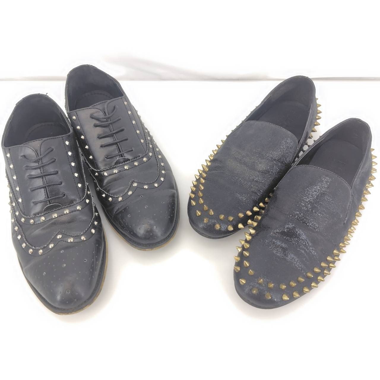 05wm00404 【DOWBL】 ダブル シューズ 2点セット スタッズシューズ 革靴 スリッポン ブラック/黒 EU46 メンズ 【中古品 ...