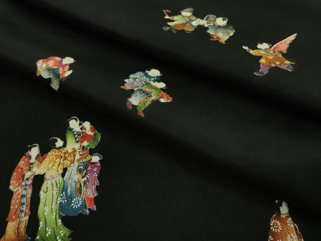 平和屋着物□極上 小紋 人物文 黒地 逸品 DZAA9894kh5 - メルカリ