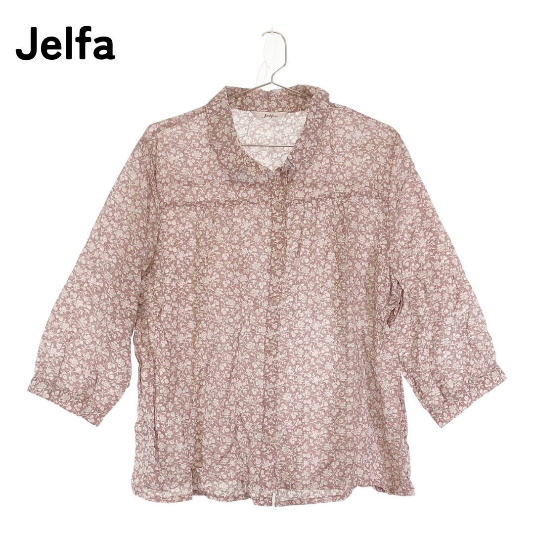 Jelfa サイズ4L レッド 赤 総花柄 七分袖前開きブラウス 七分袖薄手ブラウス - メルカリ