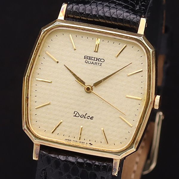 セイコー QZ 7731-5120 ドルチェセ ゴールド文字盤 メンズ腕時計 YSD - メルカリ