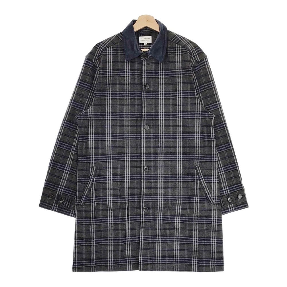 MANUAL ALPHABET 新品 3 MONALUCE S/TARTAN COAT 定価26180円 ステンカラーコート グレー メンズ マニュアルアルファベット【中古】4-1018T ...