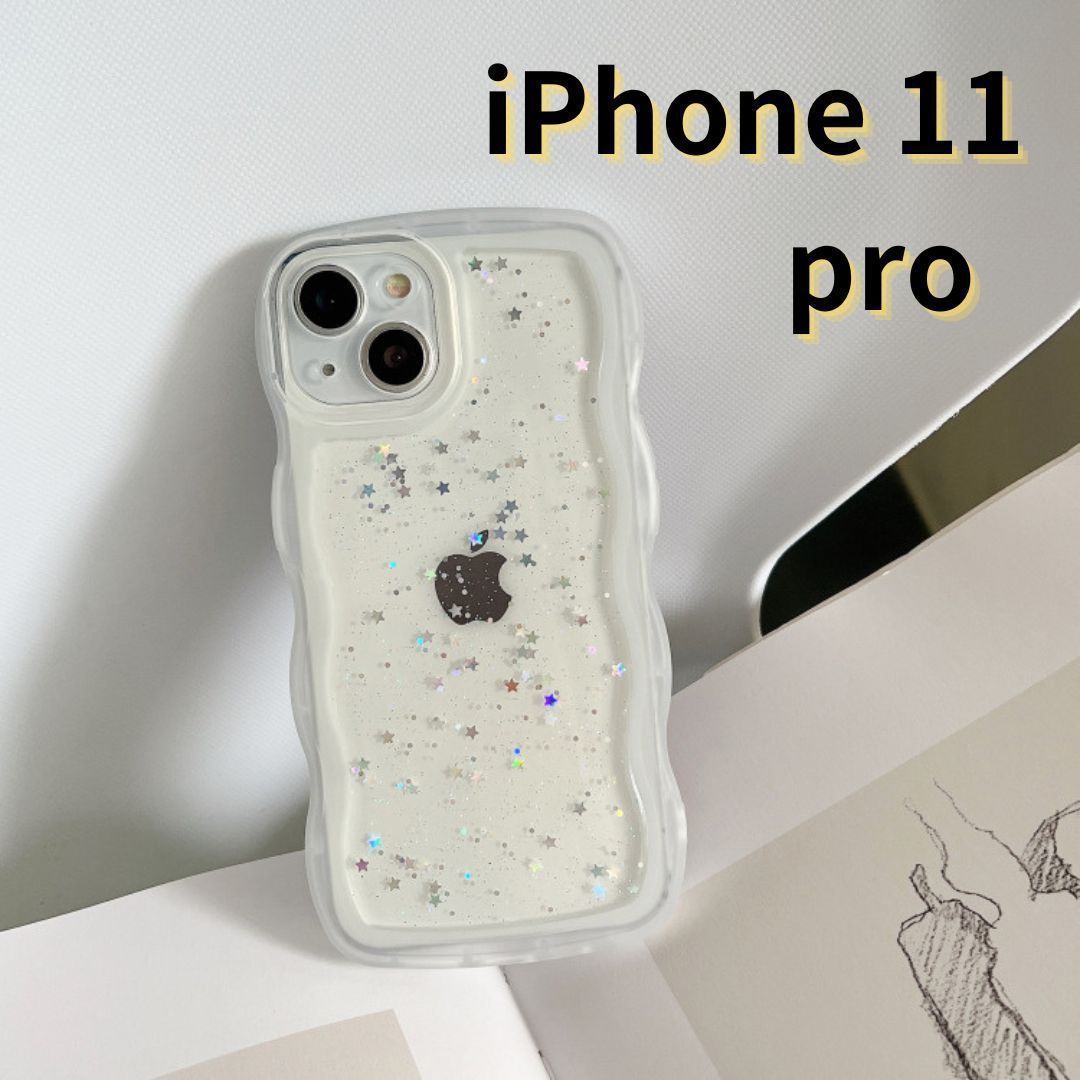 【SHOPS MON】iPhone11 pro スマホケース なみなみ クリア シンプル 軽量 おしゃれ かわいい 透明 E047 - メルカリ