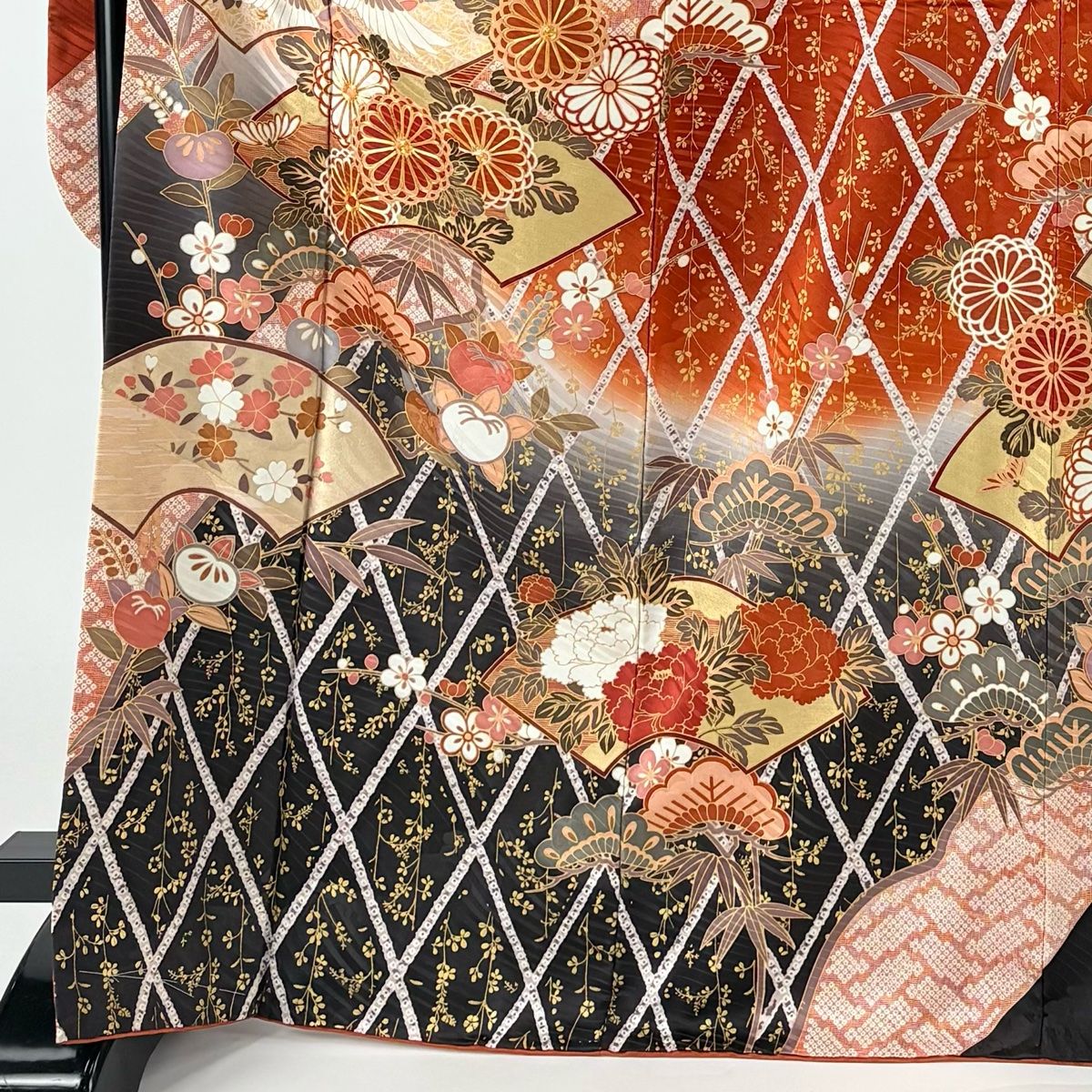 平和屋着物○豪華振袖 総絞り 片輪車花文 暈し染め