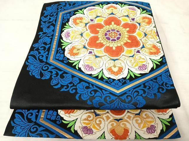 平和屋着物□六通柄袋帯 正倉院花唐草文 金糸 正絹