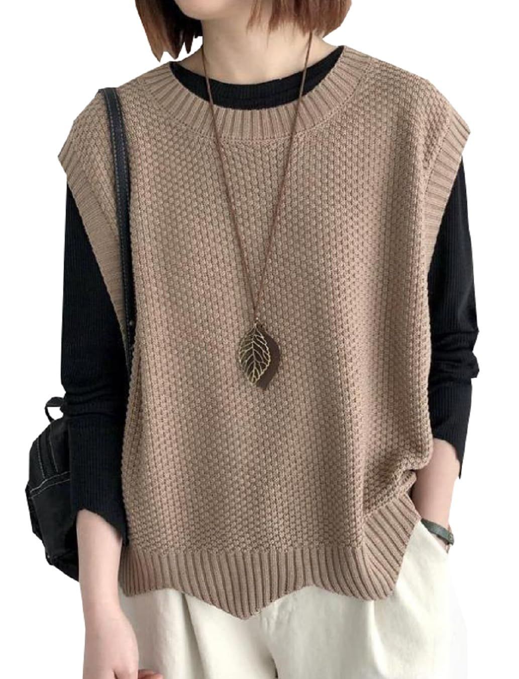 [NEKORA] ニットベスト レディース ベスト おしゃれ チョッキ トップス ゆったり アウター - メルカリ