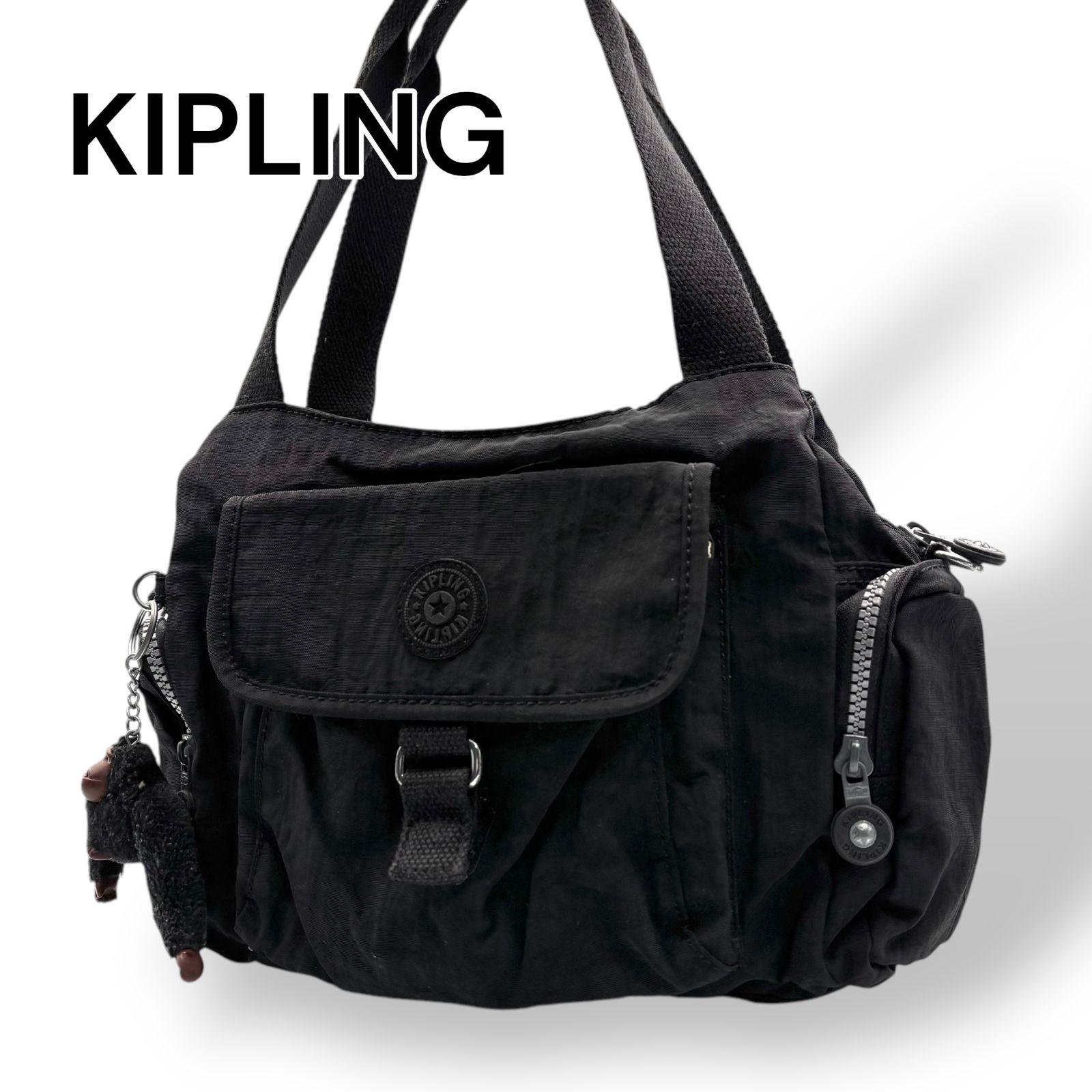 KIPLING キプリング ハンドバッグ 肩掛け可 ナイロン ブラック 250850036 I181 - メルカリ