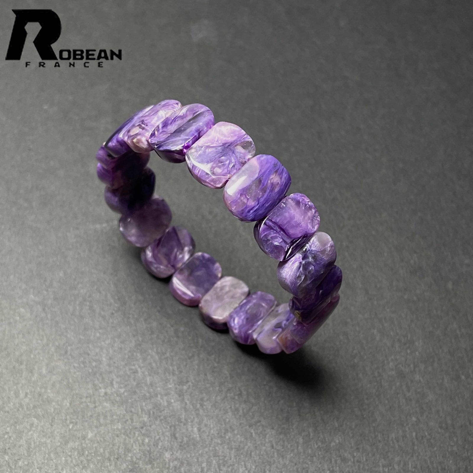 貴重 EU製 定価10万円★ROBEAN・チャロアイト・バングル★パワーストーン ブレスレット 天然石 紫水晶 夢色 プレゼント 約14*10 ...