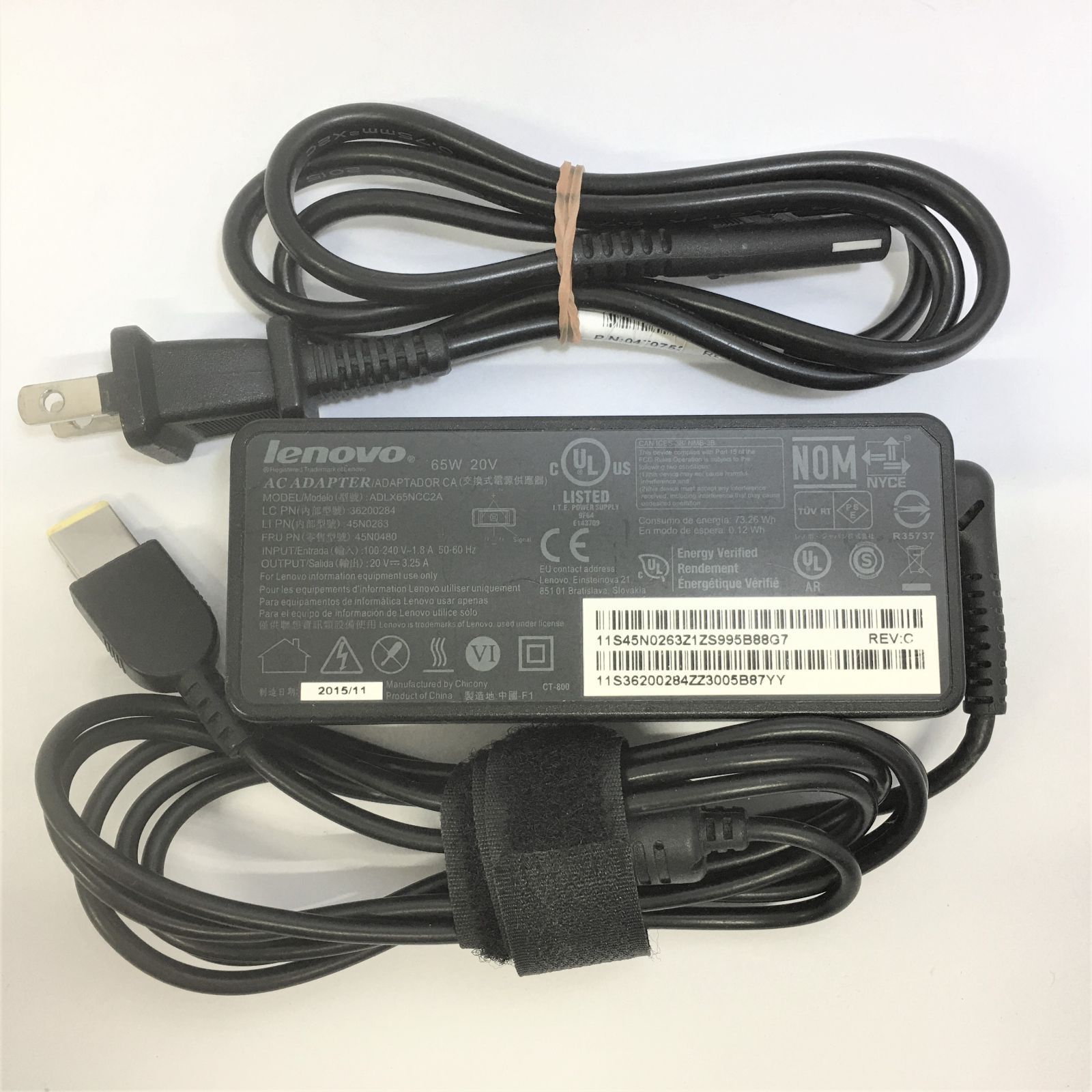 【020101002】ACアダプタ／Lenovo レノボ／ADLX65NCC2A／20V-3.25A／65W／四角型 - メルカリ