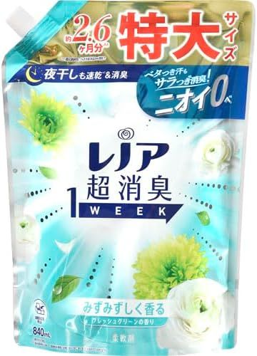 レノア 超消臭1WEEK 柔軟剤 フレッシュグリーン つめかえ 特大 840mL - メルカリ