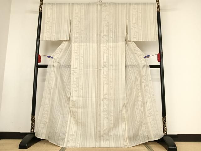 平和屋着物＊夏物　結城紬　夏結城　100亀甲　笹竹文　正絹　逸品　AABA2512np 平和屋着物＊夏物 結城紬 夏結城 100亀甲 笹竹文 正絹 逸品 AABA2512np