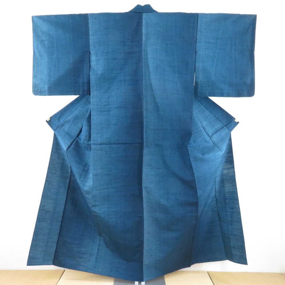 平和屋本店□極上 青山みとも 紬 単衣 格子柄 逸品 CYAA2429s5 平和屋