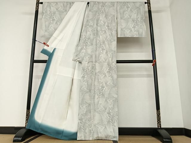 平和屋着物○本場大島紬 白大島 9マルキ 花蝶唐草文 正絹 逸品