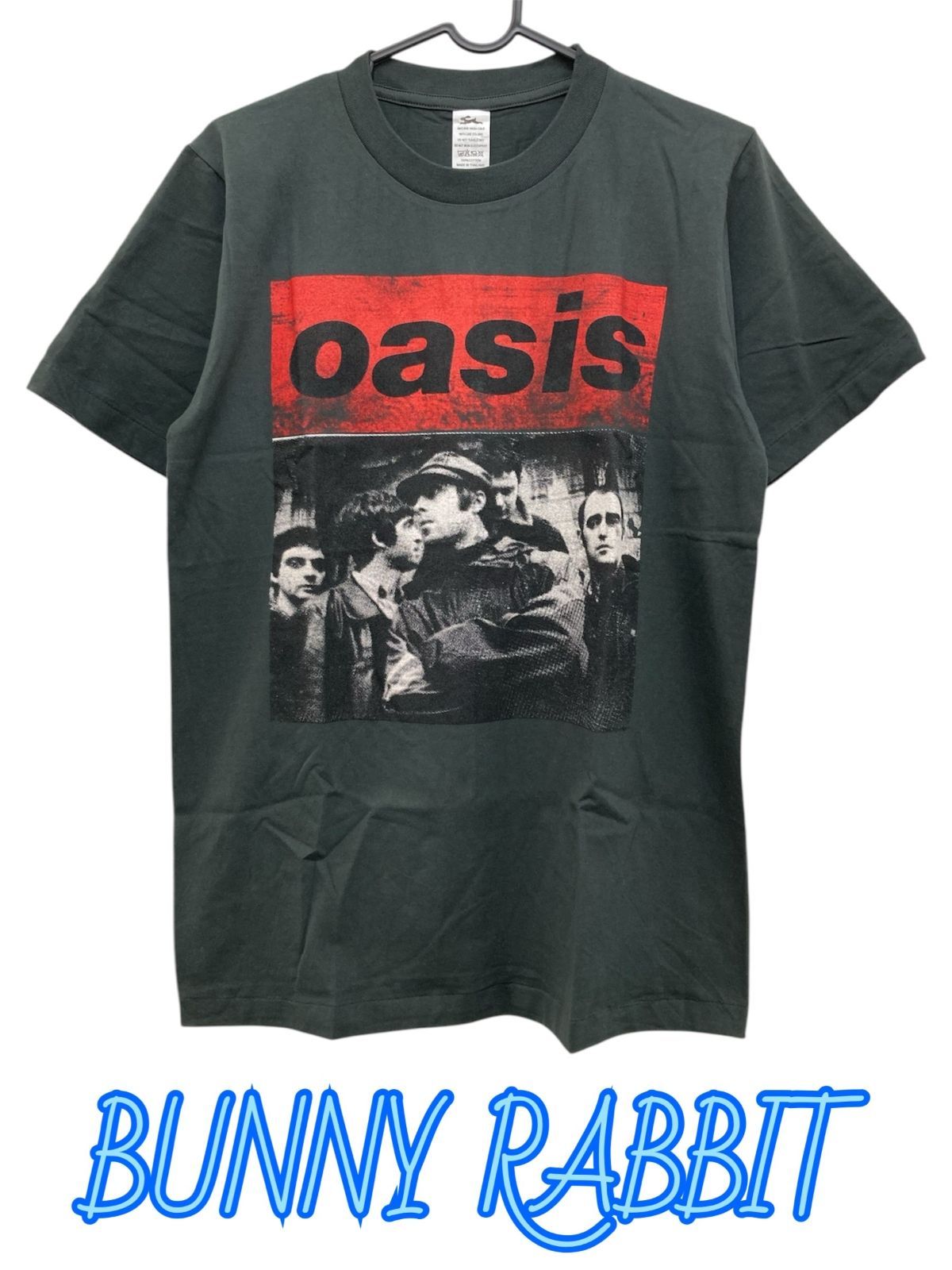 デザインTシャツ BUNNY RABBIT OASIS オアシス 初期 Definitely Maybe バンドTシャツ ビンテージ風 ...