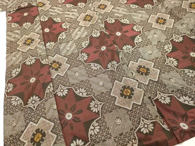 平和屋着物○希少 本場大島紬 龍郷絣 花菱文 正絹 逸品 DAAR4365tw