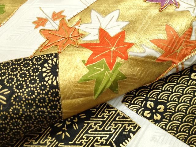 平和屋着物○豪華振袖 駒刺繍 扇面吉祥草花文 金彩 正絹 逸品