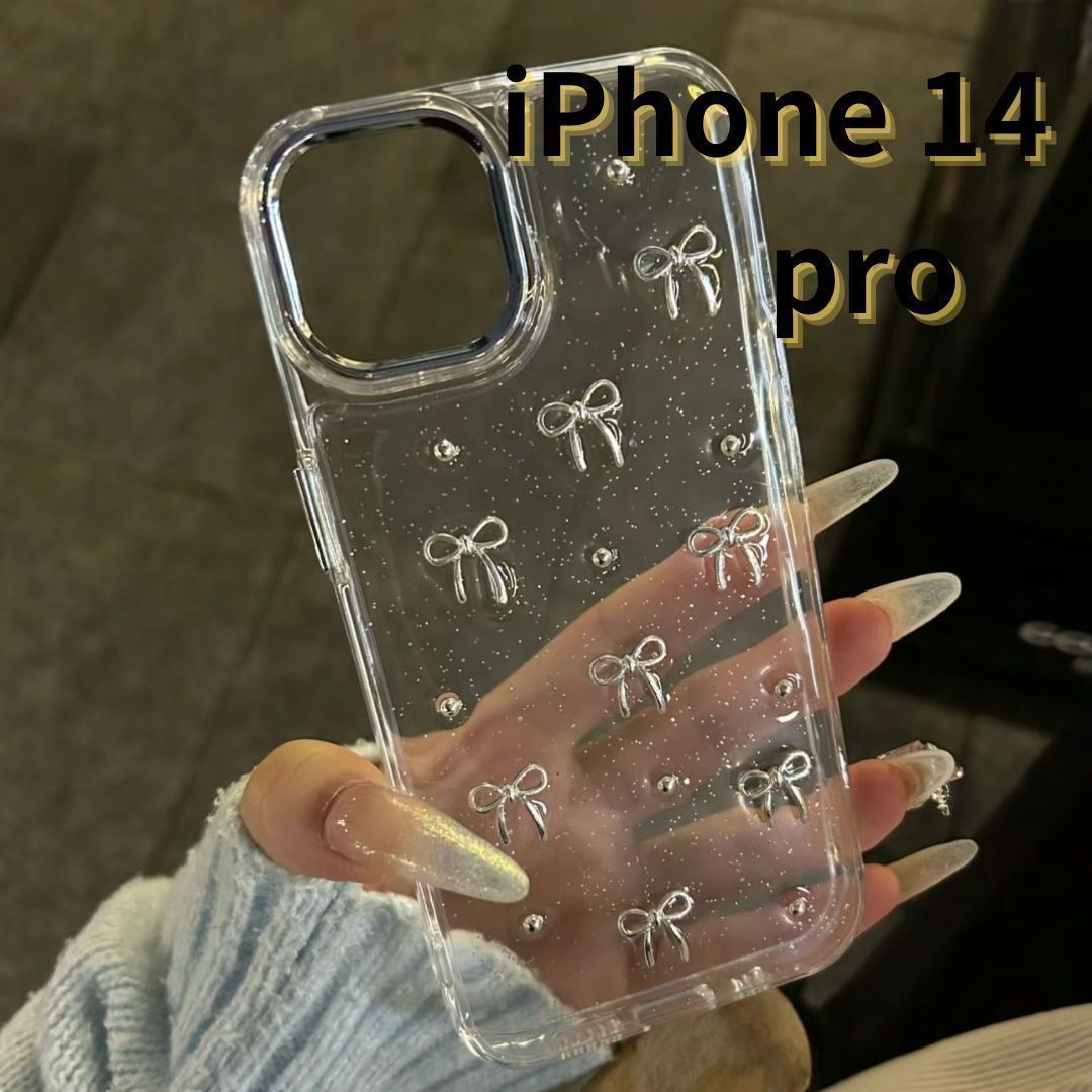 【SHOPS T】iPhone14 pro スマホケース リボン クリア シンプル 軽量 おしゃれ かわいい 透明 E048 - メルカリ