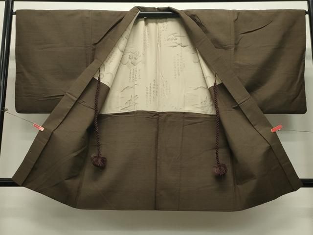 平和屋着物○男性 紬 アンサンブル 樺茶色 正絹 逸品 CAAT0562dy