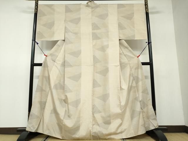 平和屋着物▽上質な紬　単衣　枝葉間道　正絹　逸品　DAAW9197sf 平和屋着物▽上質な紬 単衣 変わり間道 正絹 逸品 DAAV9634sf