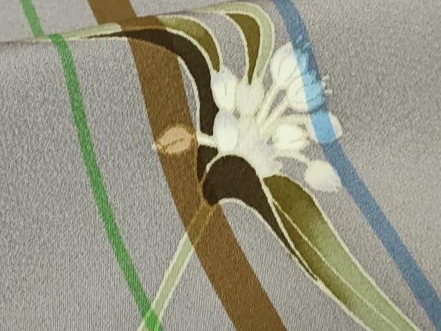 平和屋本店□極上 本加賀友禅作家 奥田勝将 訪問着 山百合 半色地 逸品