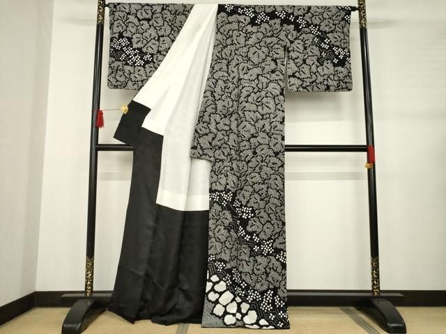 平和屋着物○訪問着 絞り 花蔦草文 黒地 正絹 逸品 AABB5433ck - メルカリ