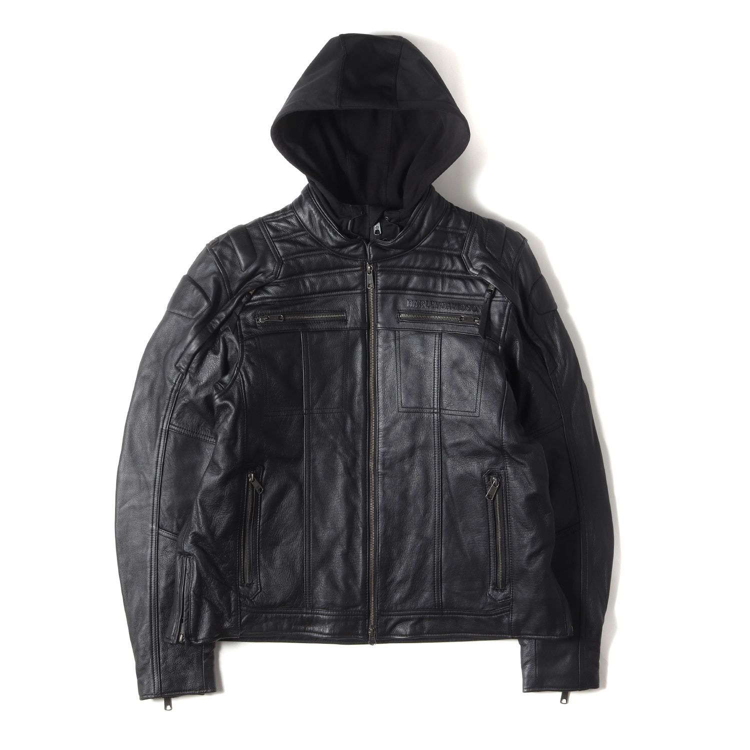 新品 HARLEY-DAVIDSON ハーレーダビッドソン ジャケット サイズ:XL 22AW パーカー付き 3WAY レザー シングル ...