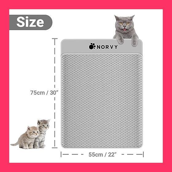 【スタッフおすすめ！】Norvy 猫砂マット大サイズ 75 * 55 cm 完全に開いた 猫マット 猫砂取りマット 蜂房の設計 猫マット 二重 ...
