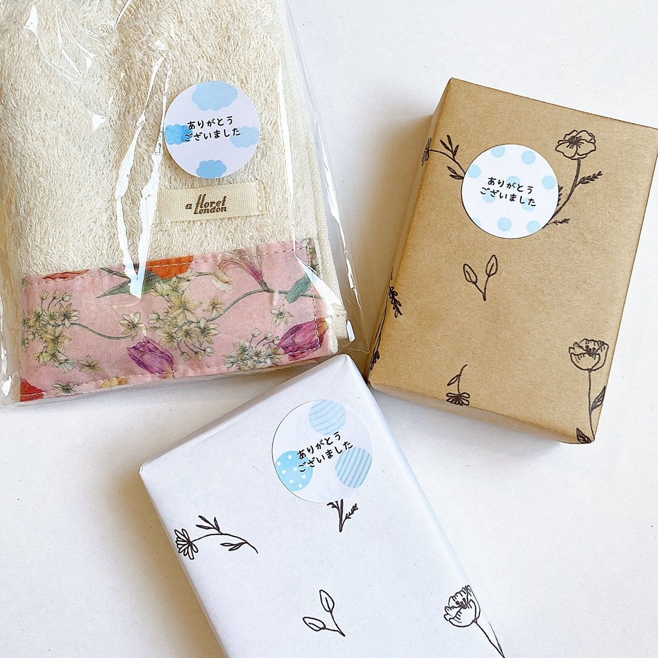 ありがとうございましたシール 水彩ブルー 6種 3cm丸 48枚 NO.2155 - メルカリ