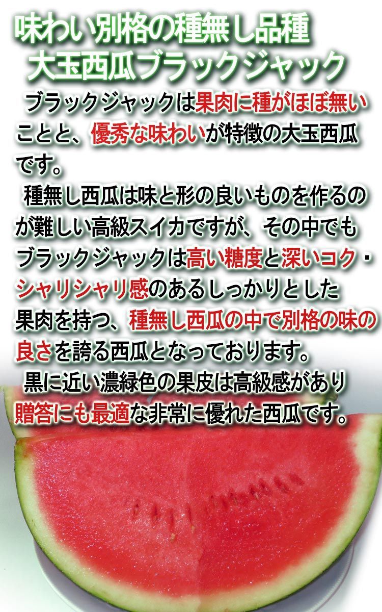 【予約：7/13～7/30出荷予定】ブラックジャック 種無し西瓜 1玉 約5～7kg 千葉県産 訳あり品 黒皮の果実に抜群の味！地域ブランドの富里スイカ中心 - メルカリ